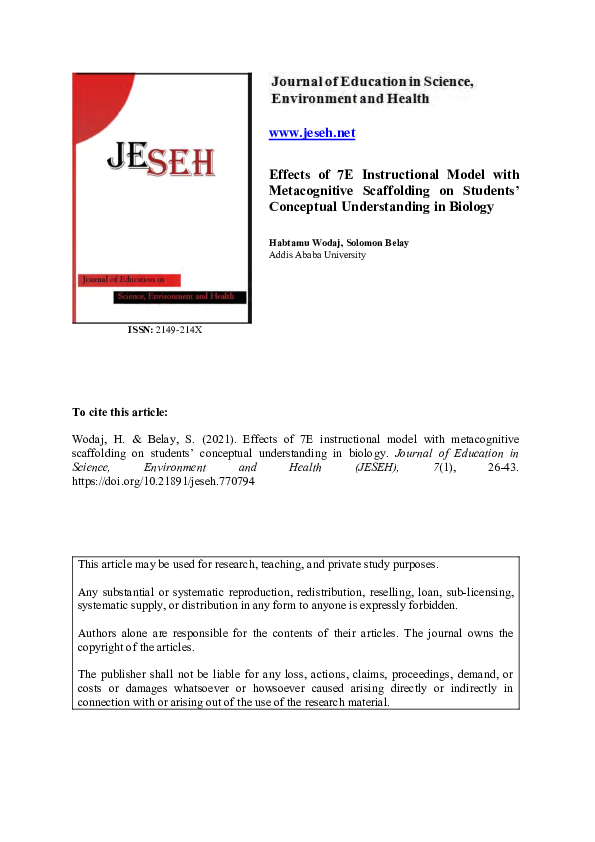 (PDF) Effects of 7E Instructional Model with Metacognitive Scaffolding ...