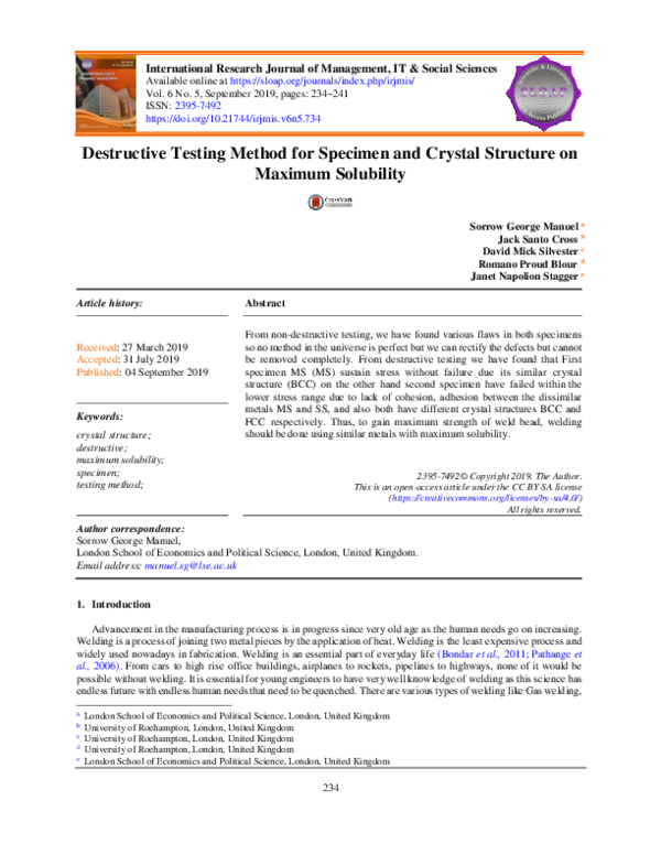 (PDF) Destructive testing method for specimen and crystal structure on ...