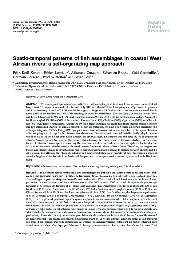 (PDF) Spatio-temporal patterns of fish assemblages in coastal West African rivers: a self ...