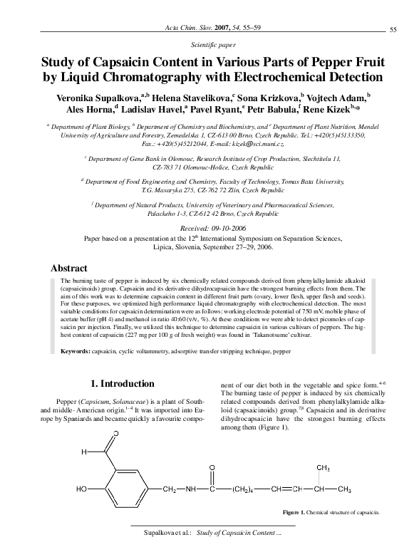 (PDF) Study of capsaicin content in various parts of pepper fruit ...
