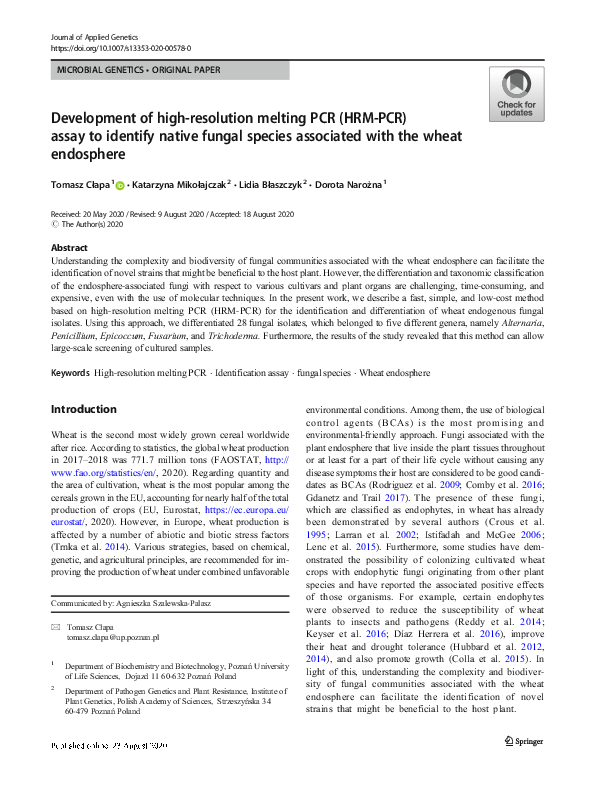 (PDF) Development of high-resolution melting PCR (HRM-PCR) assay to ...