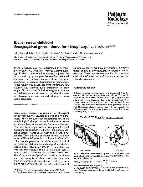 (PDF) Kidney size in childhood sonographical growth charts for kidney ...