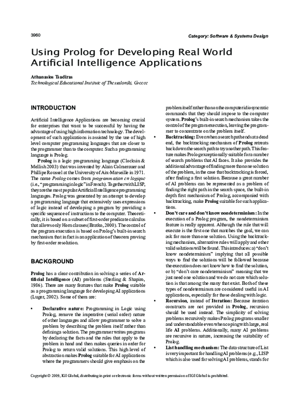 (PDF) Using Prolog for Developing Real World Artificial Intelligence ...