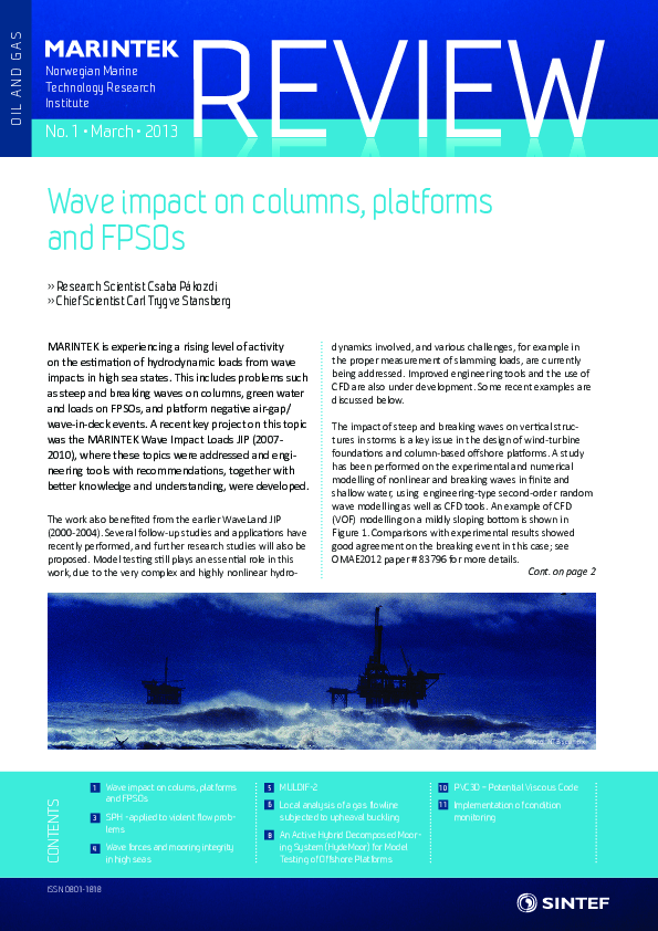 (PDF) Wave impact on columns , platforms and FPSOs > > Research