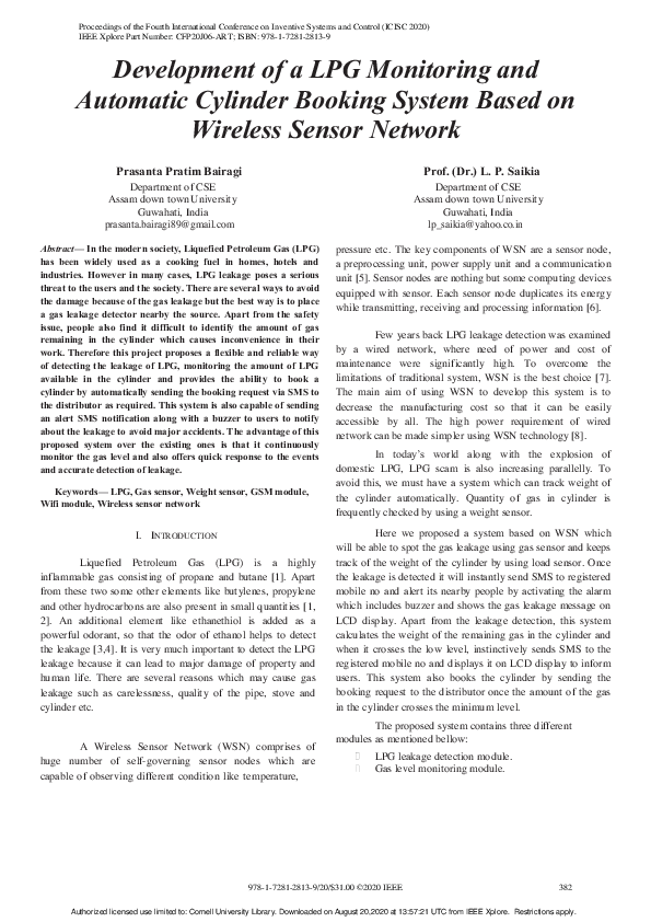 (PDF) Development of a LPG Monitoring and Automatic Cylinder Booking System Based on Wireless ...