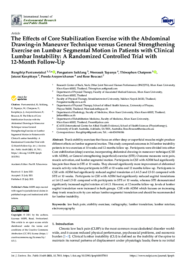 (PDF) The Effects of Core Stabilization Exercise with the Abdominal ...