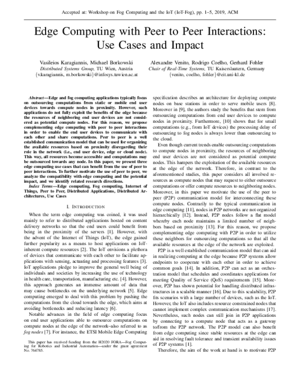 (PDF) Edge computing with peer to peer interactions | Alexandre Venito - Academia.edu