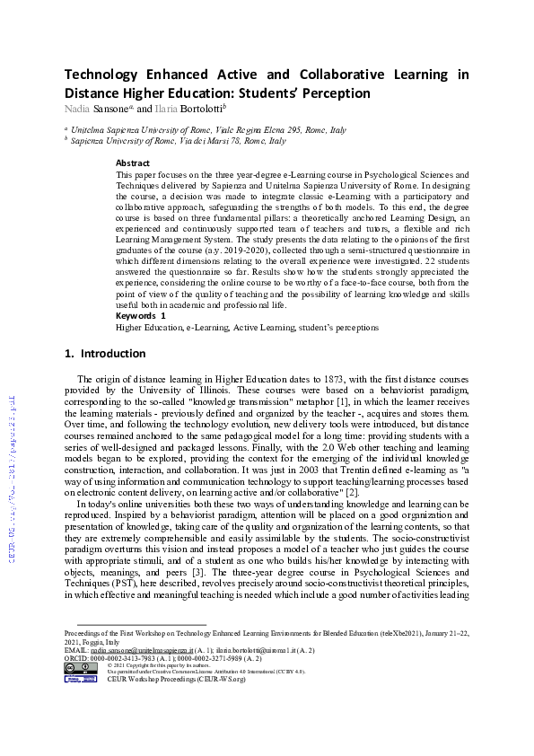 (PDF) Technology enhanced active and collaborative learning in distance ...