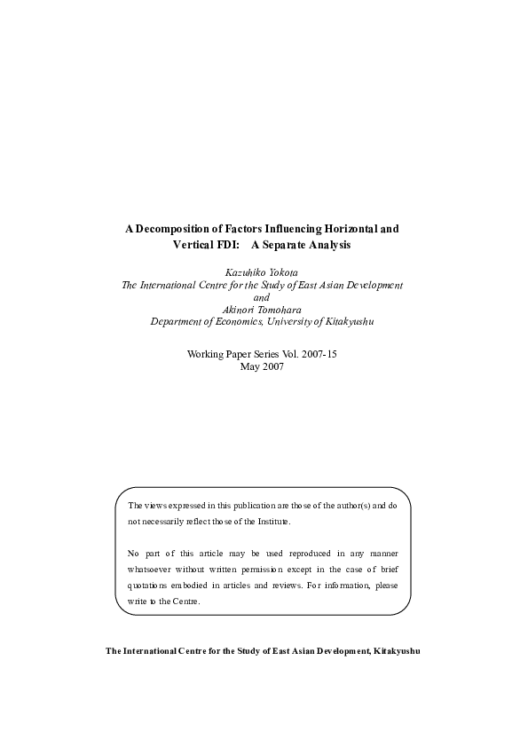 (PDF) A Decomposition of Factors Influencing Horizontal and Vertical ...