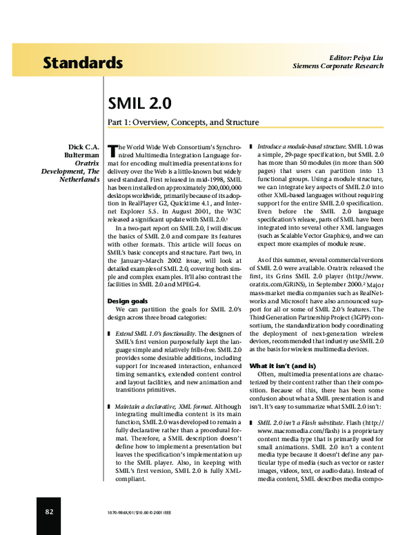 (PDF) SMIL 2.0 part 1: overview, concepts, and structure