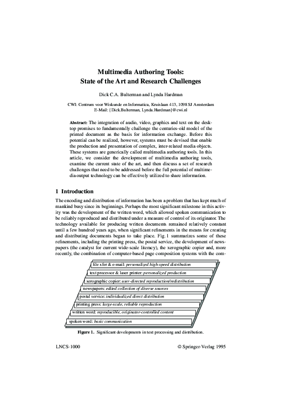 (PDF) Multimedia authoring tools: State of the art and research challenges