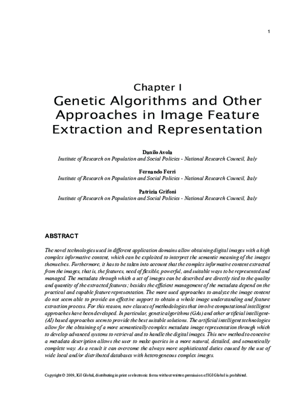 (PDF) Genetic algorithms and other approaches in image feature extraction and representation ...