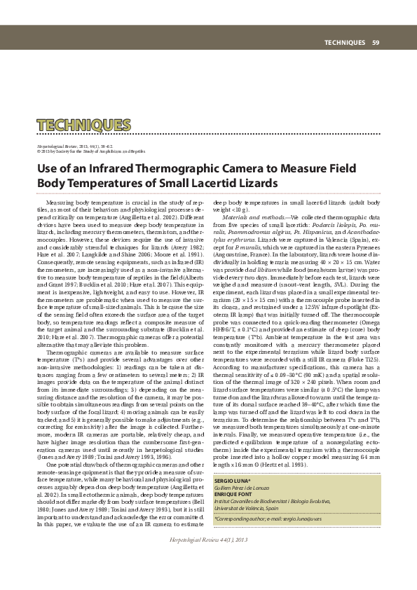 (PDF) Use of an infrared thermographic camera to measure field body ...