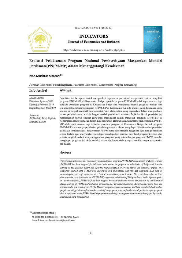 (PDF) Evaluasi Pelaksanaan Program Nasional Pemberdayaan Masyarakat Mandiri Perdesaan (PNPM-MP ...