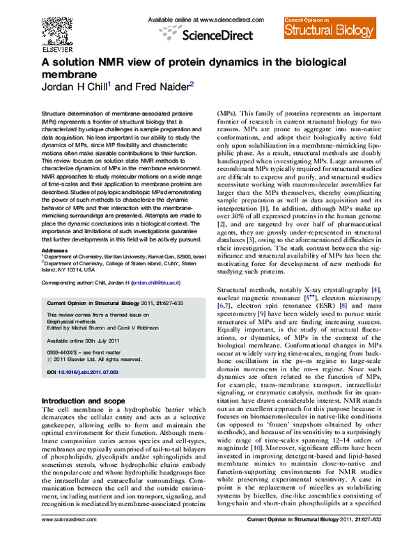 A solution NMR view of protein dynamics in the biological membrane