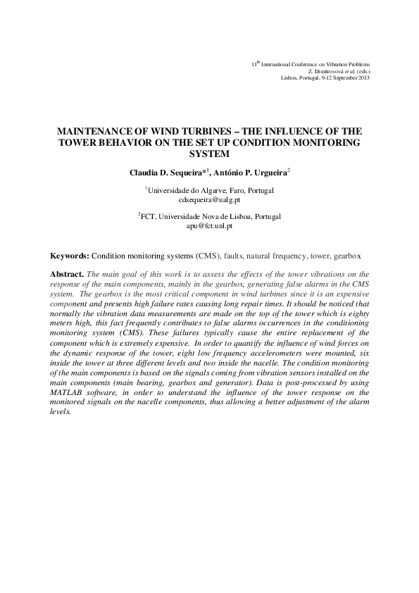 (PDF) Maintenance of Wind Turbines – the Influence of the Tower ... (PDF) Maintenance of Wind Turbines – the Influence of the Tower ...