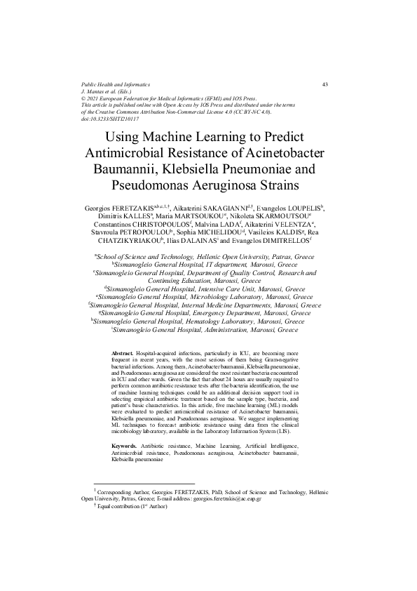 (PDF) Using Machine Learning to Predict Antimicrobial Resistance of ...