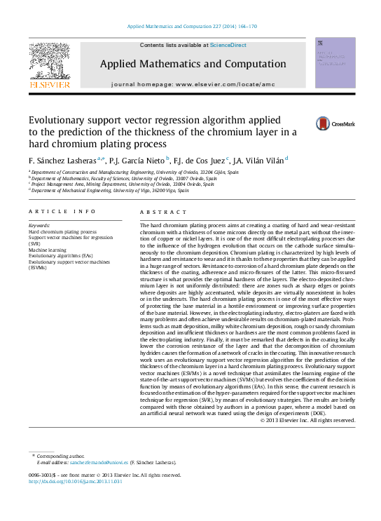 (PDF) Evolutionary support vector regression algorithm applied to the prediction of the ...