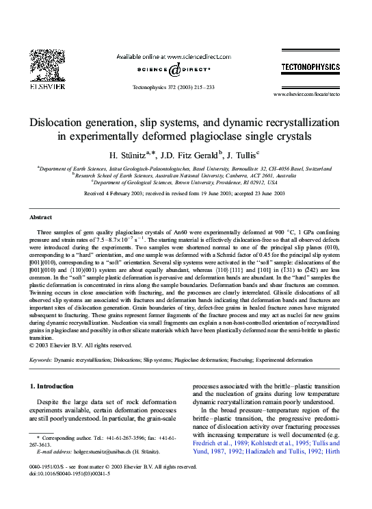 (PDF) Dislocation generation, slip systems, and dynamic ...