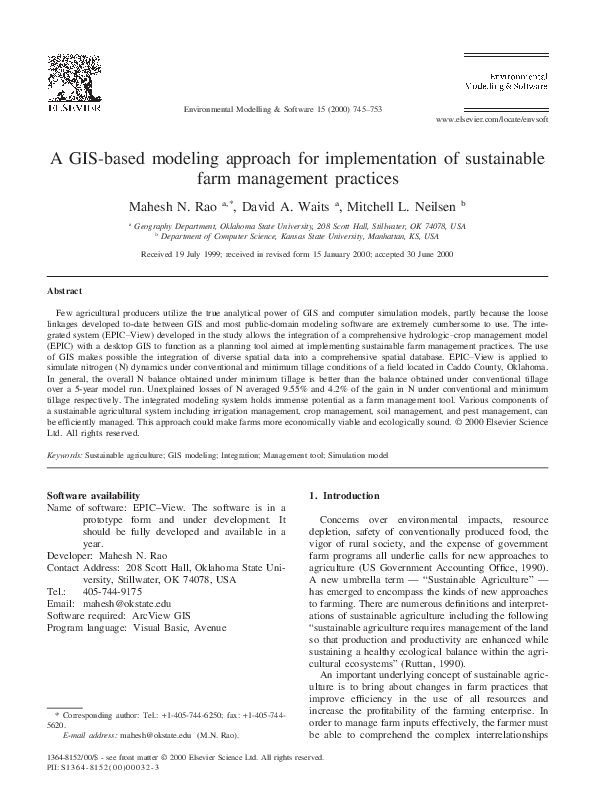 Pdf A Gis Based Modeling Approach For Implementation Of Sustainable