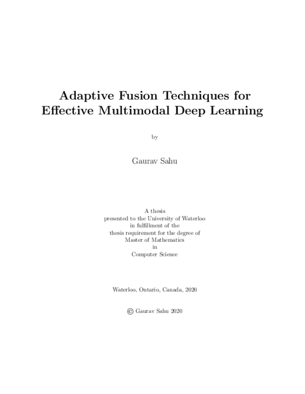 (PDF) Adaptive Fusion Techniques for Effective Multimodal Deep Learning