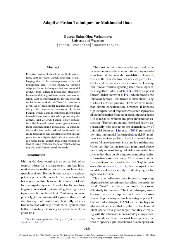 (PDF) Adaptive Fusion Techniques for Multimodal Data (PDF) Adaptive Fusion Techniques for Multimodal Data