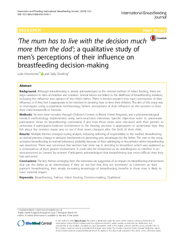 (PDF) ‘The mum has to live with the decision much more than the dad’; a ...