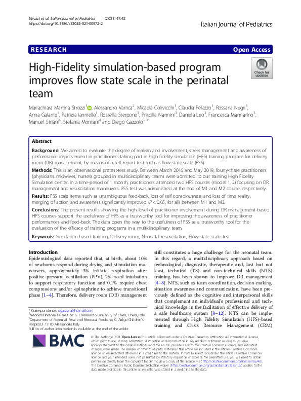 (PDF) High-Fidelity simulation-based program improves flow state scale in the perinatal team