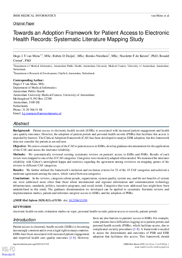 (PDF) Towards an Adoption Framework for Patient Access to Electronic ...
