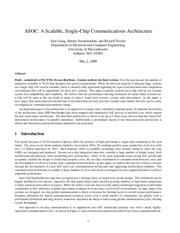(PDF) aSOC: A Scalable, Single-Chip Communications Architecture