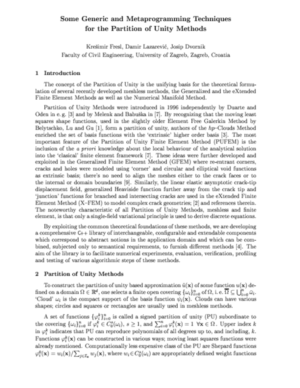 (PDF) Some generic and metaprogramming techniques for the partition of unity methods