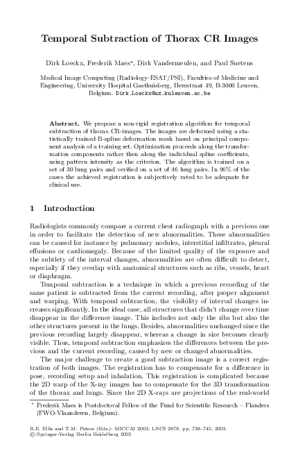 (PDF) Temporal Subtraction of Thorax CR Images