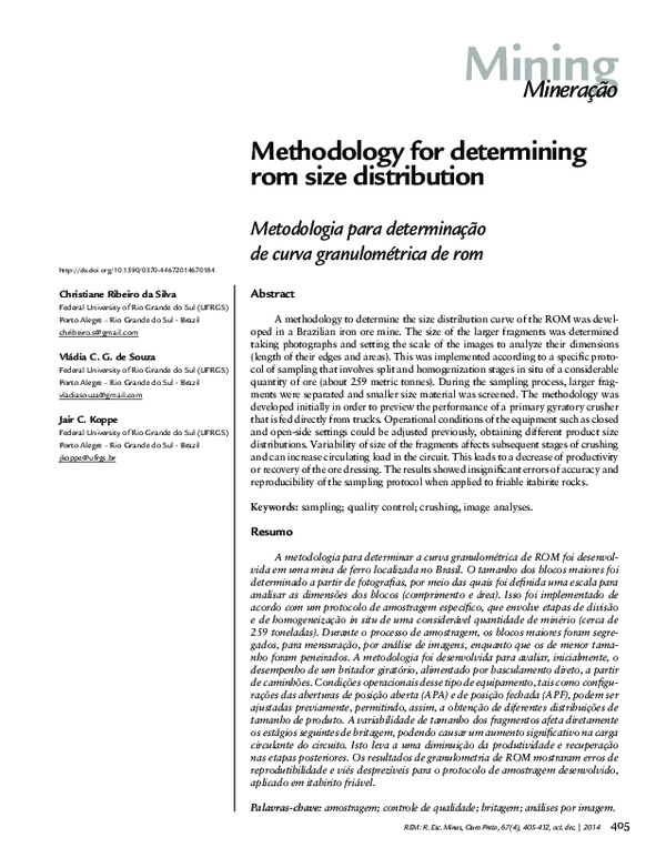 (PDF) Methodology for determining rom size distribution Metodologia ...