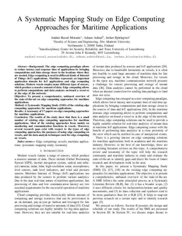 (PDF) A Systematic Mapping Study on Edge Computing Approaches for ...