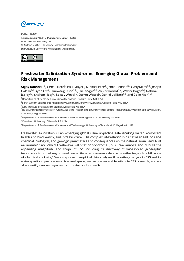 (PDF) Freshwater Salinization Syndrome: Emerging Global Problem and ...