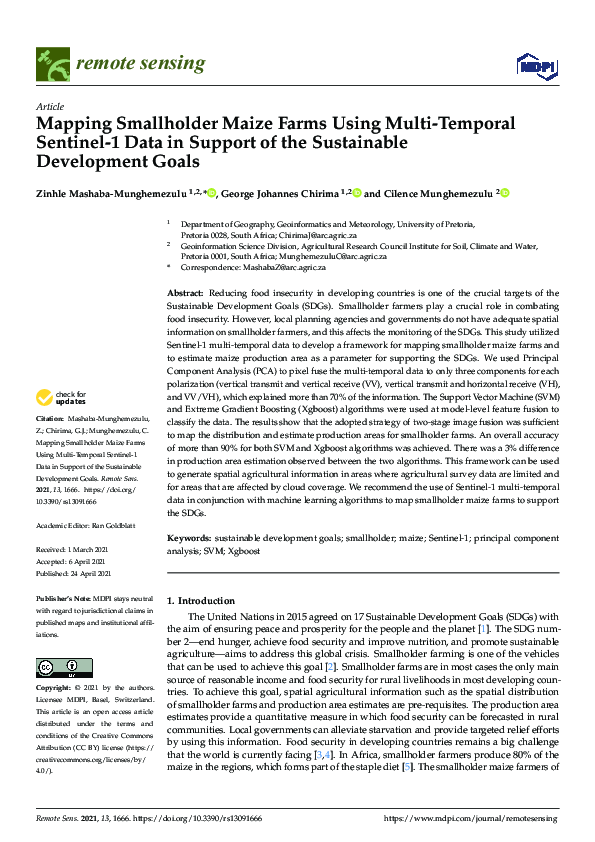Pdf Mapping Smallholder Maize Farms Using Multi Temporal Sentinel 1