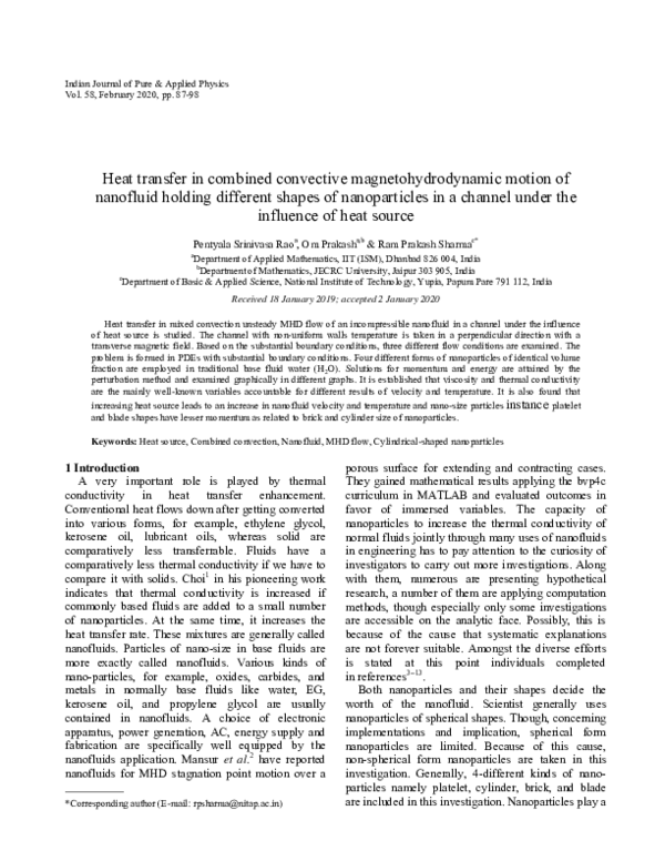 (PDF) Magnetohydrodynamic Heat Transfer in Nanofluids with Nanoparticles