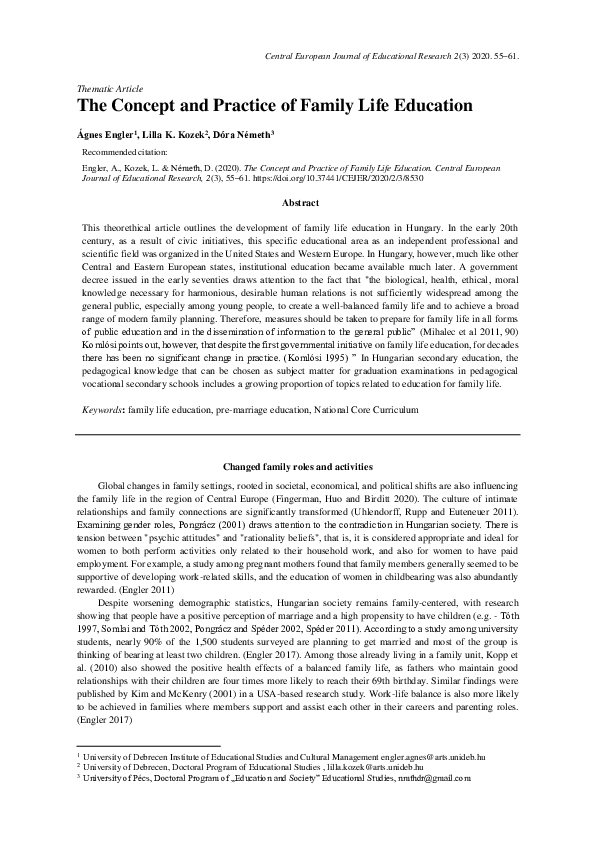 (PDF) The Concept and Practice of Family Life Education