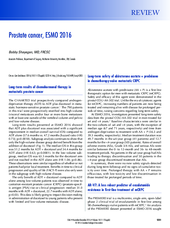 (PDF) Prostate cancer, ESMO 2016