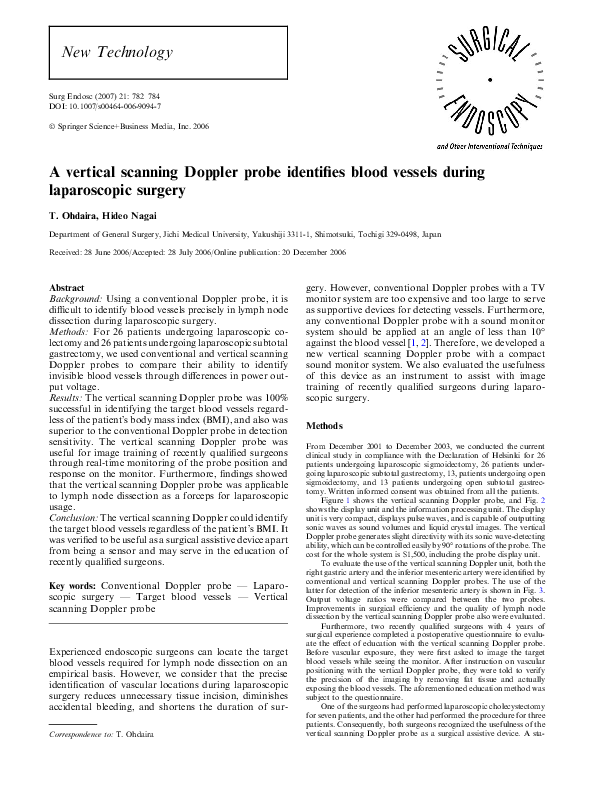 (PDF) A vertical scanning Doppler probe identifies blood vessels during ...