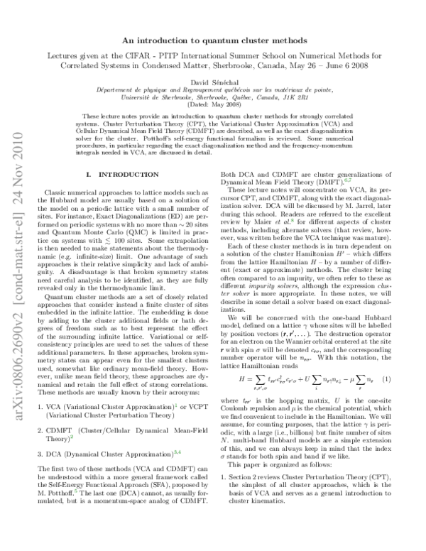 Pdf An Introduction To Quantum Cluster Methods David Sénéchal 5604