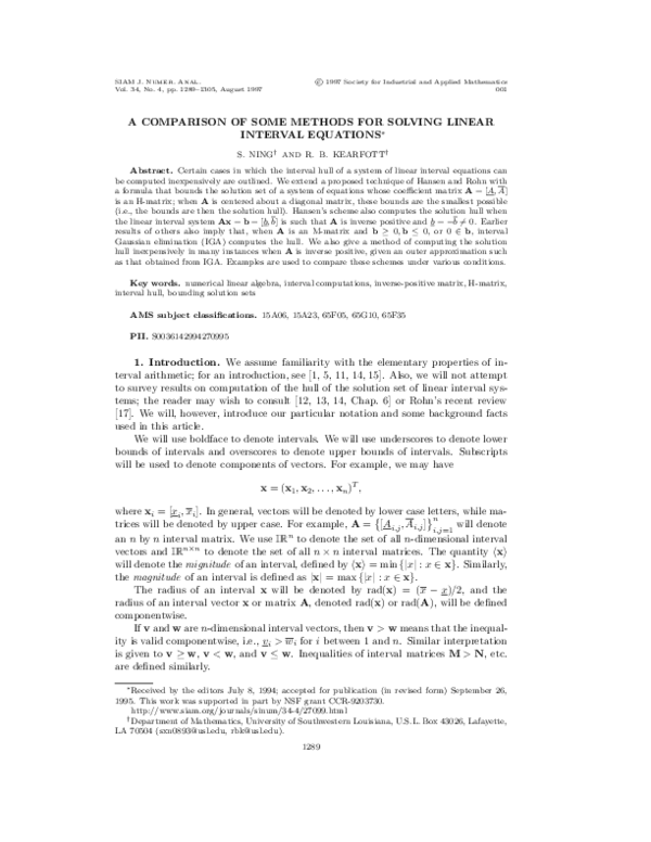 (PDF) A Comparison of some Methods for Solving Linear Interval Equations