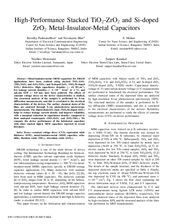 (PDF) High-performance stacked TiO 2 -ZrO 2 and Si-doped ZrO 2 metal ...
