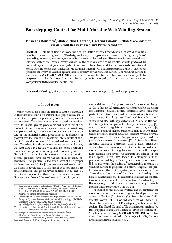 (PDF) Backstepping Control for Multi-Machine Web Winding System