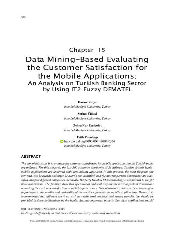 Pdf Data Mining Based Evaluating The Customer Satisfaction For The