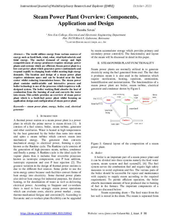 (PDF) Steam Power Plant Overview: Components, Application and Design