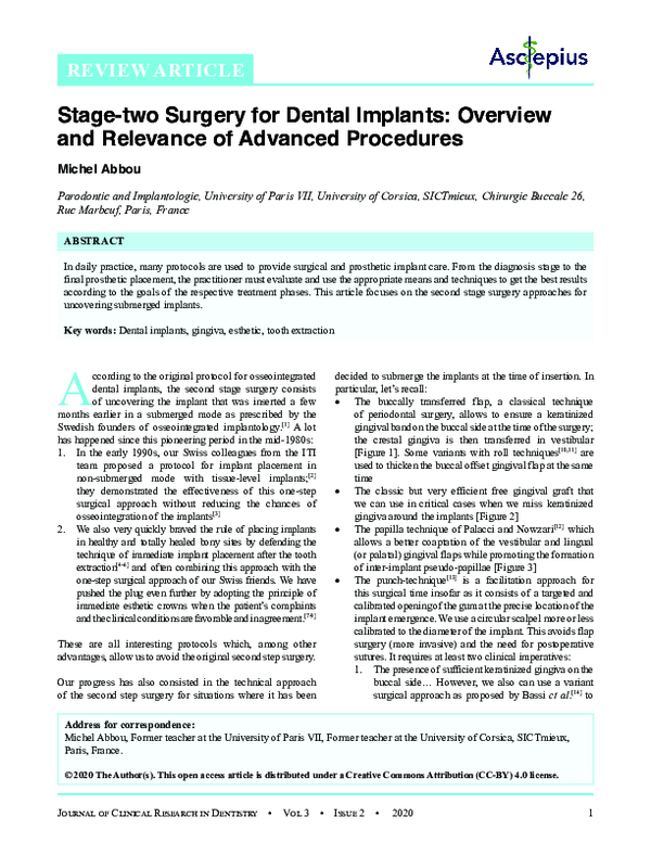 (PDF) Stage-two Surgery for Dental Implants: Overview and Relevance of ...