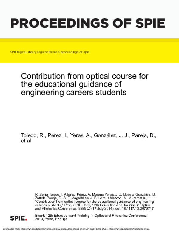 (PDF) Contribution from optical course for the educational guidance of ...