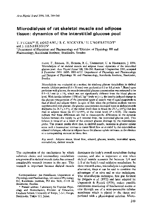 (PDF) Microdialysis of rat skeletal muscle and adipose tissue: dynamics ...