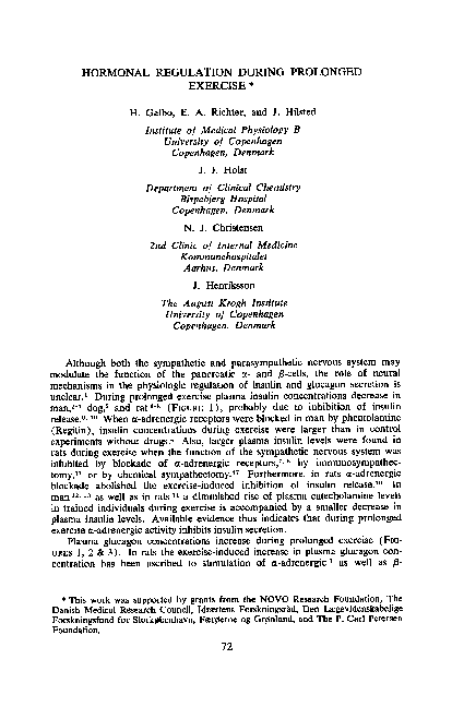 (PDF) Hormonal Regulation During Prolonged Exercise | J. Henriksson ...